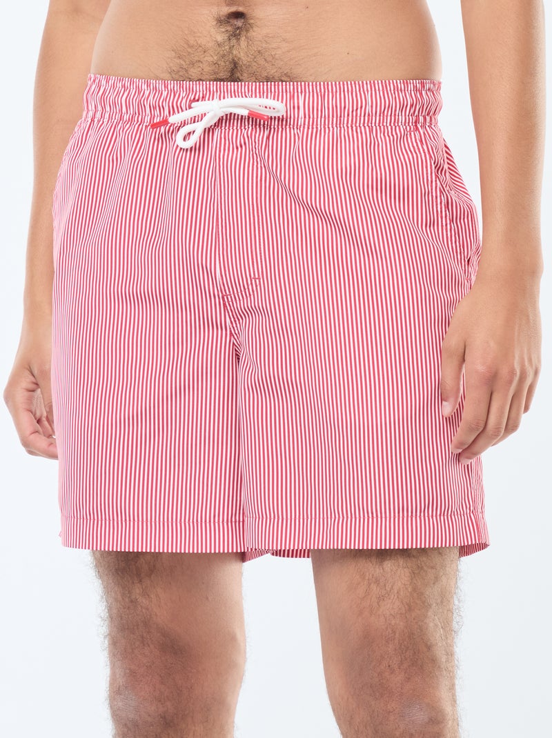Short de bain à rayures - Rouge - Homme - 7.80€ - Kiabi