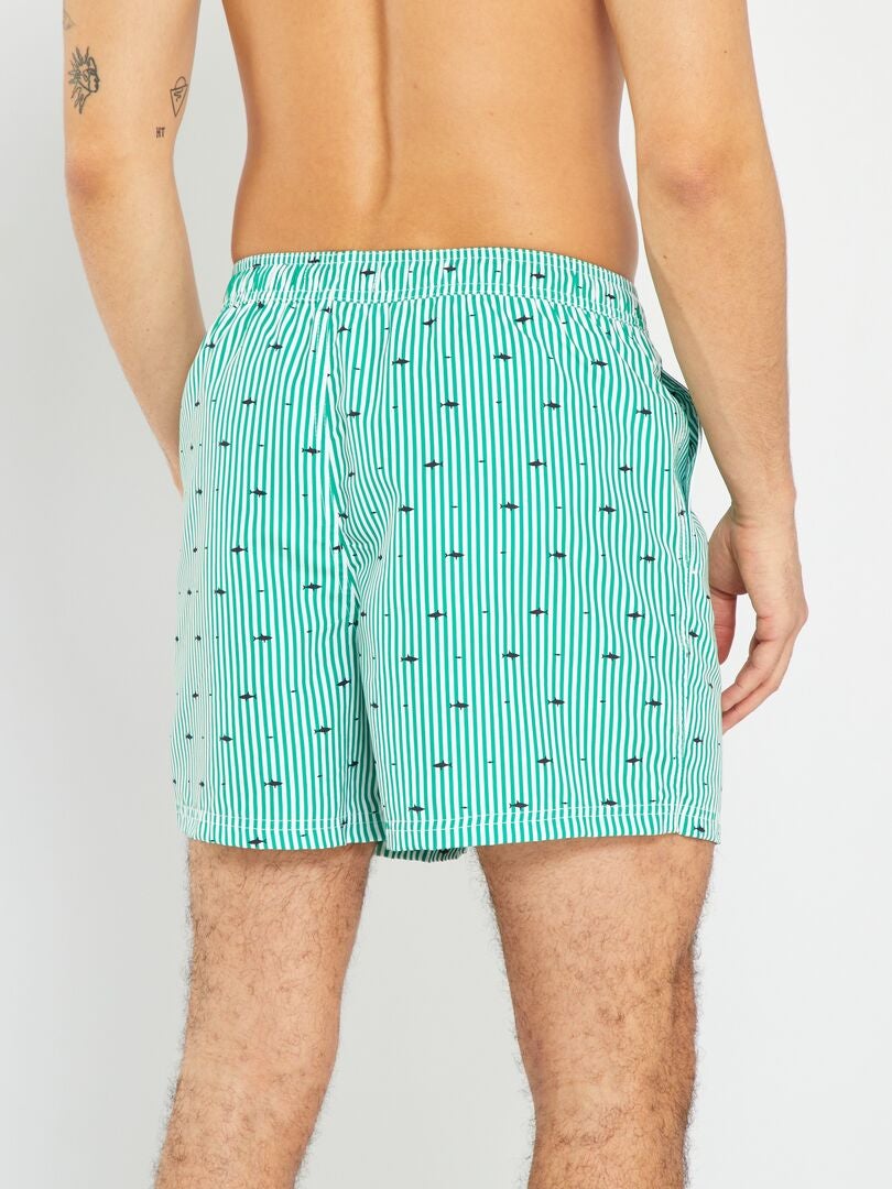 Short de bain à rayures - Vert - Kiabi - 7.00€