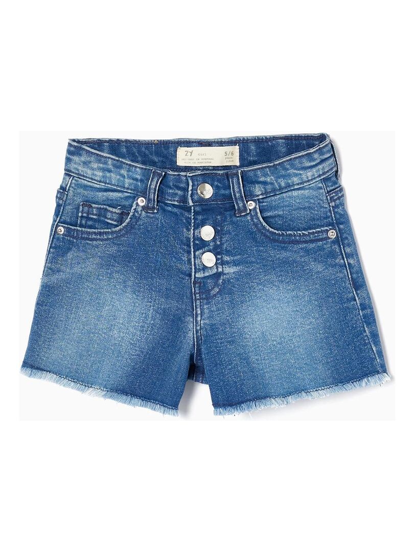 Short en Denim de Coton Fille MAXI NATURE - Bleu - Kiabi - nu€