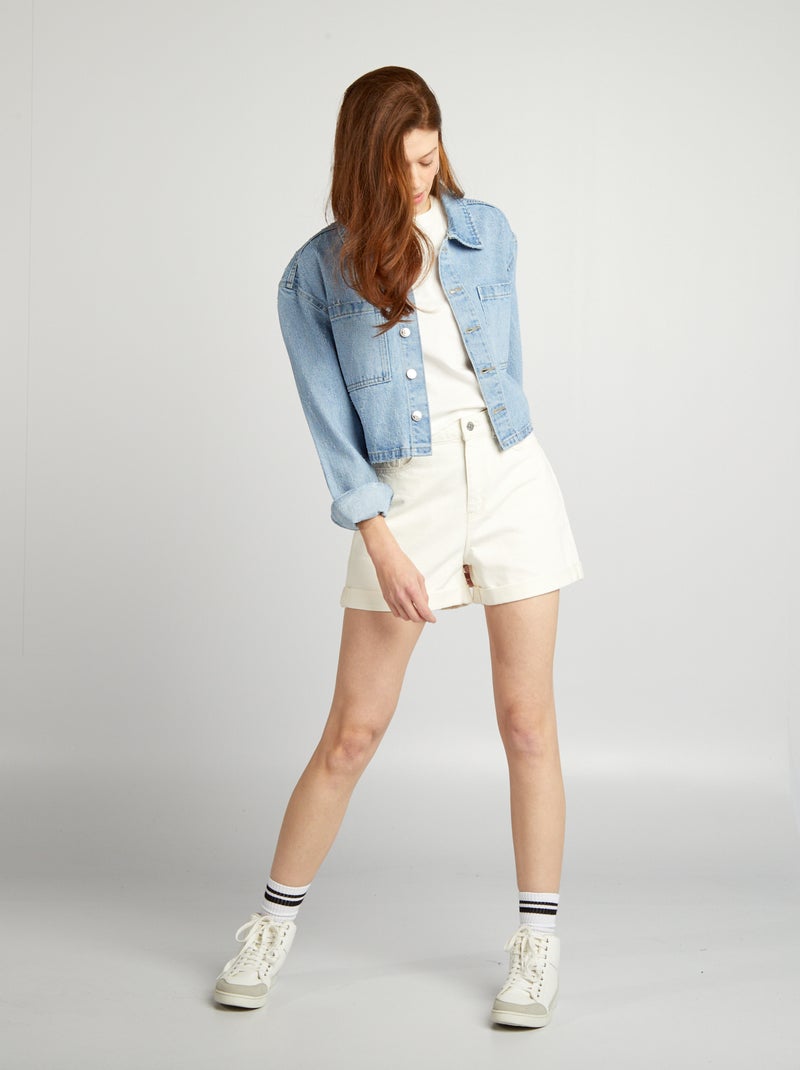 Short en denim taille haute - BLANC - Kiabi - 12.00€