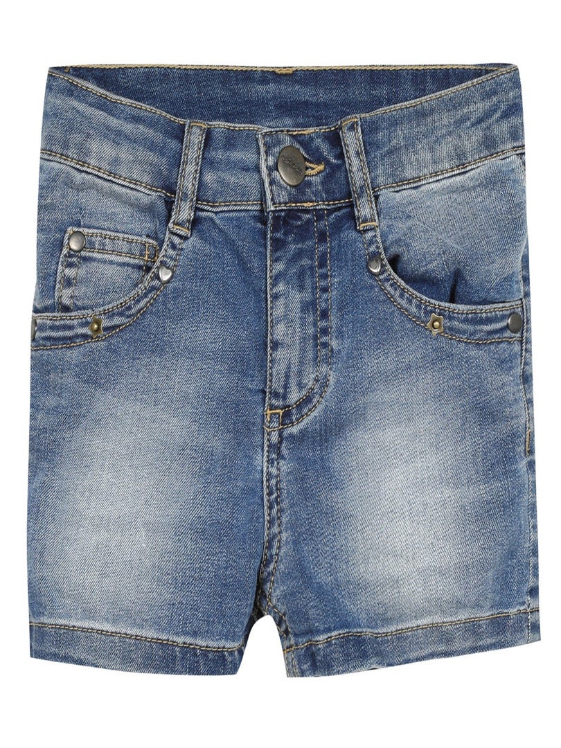 Short En Jean Délavé Forme 5 Poches 'miniman' - Bleu marine - Kiabi - nu€