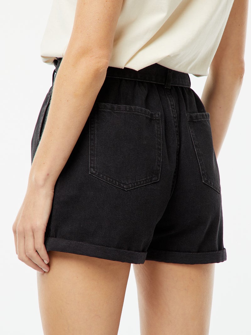 Short en jean taille haute - NOIR - Femme - 12.00€ - Kiabi