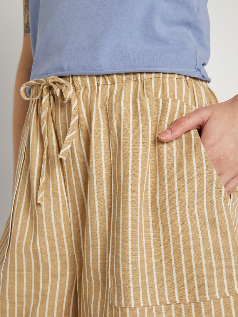 Short en lin rayé - Beige rayé - Kiabi - 10.00€