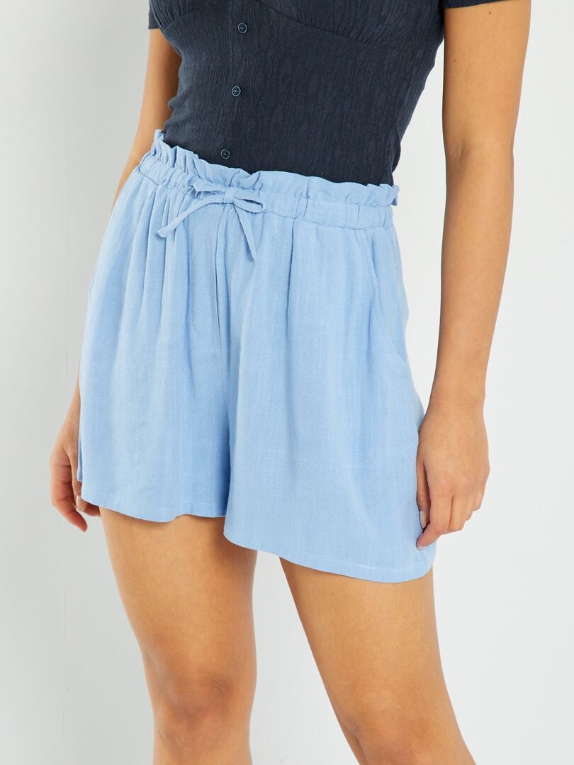 Short fluide et léger à taille haute - Bleu - Kiabi - 15.00€