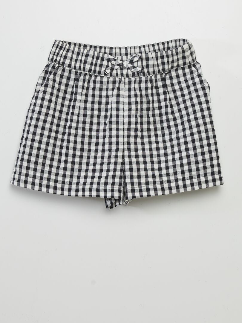 Short gaufré à carreaux - Noir - Kiabi - 8.00€
