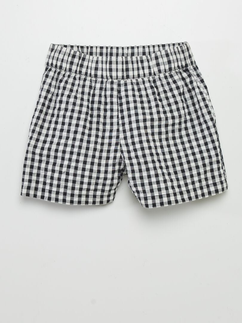 Short gaufré à carreaux - Noir - Kiabi - 8.00€