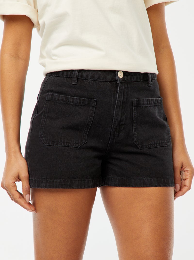 Short taille haute en jean avec 4 poches plaquées - Noir - Femme - 12. ...