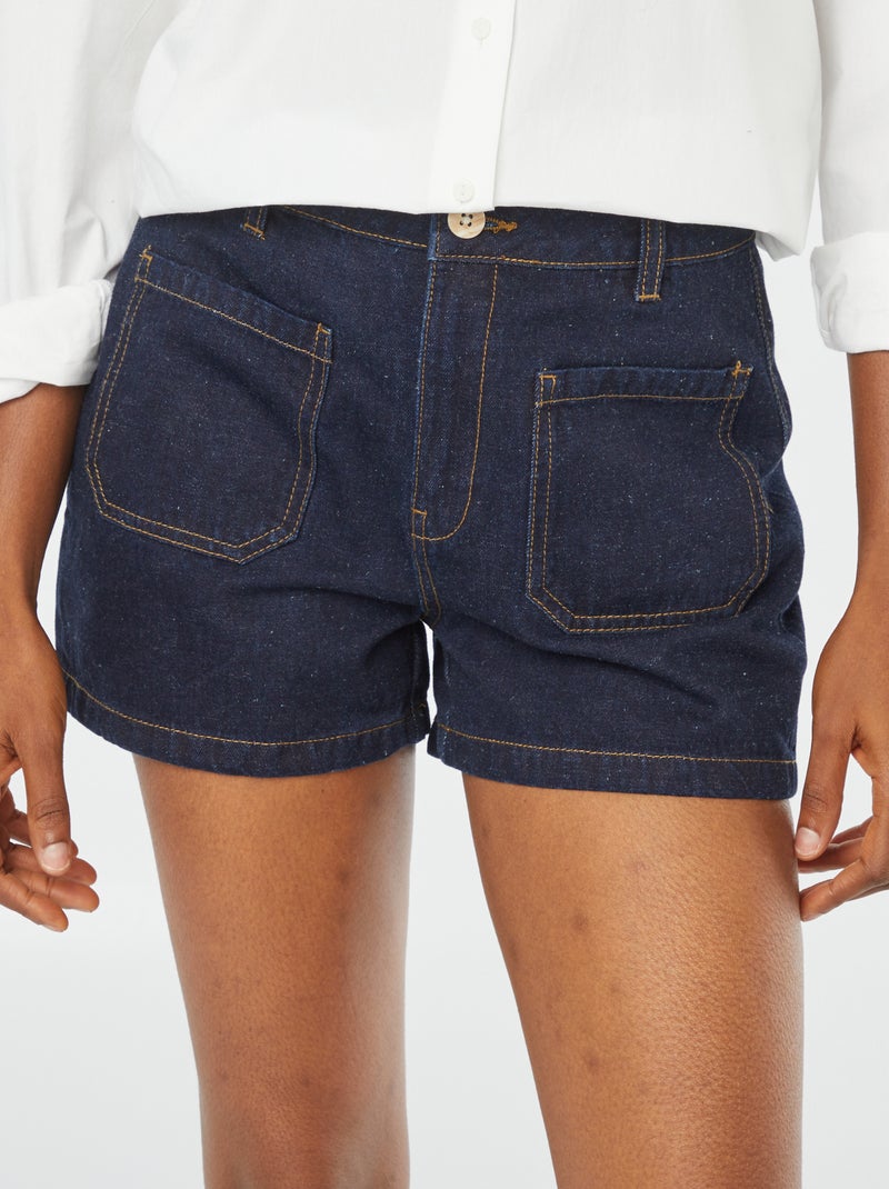Short taille haute en jean avec 4 poches plaquées - Rince - Femme - 12. ...