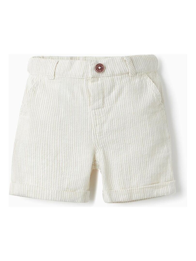 Shorts blancs à rayures beige pour bébé garçon CÉRÉMONIE - Beige clair ...