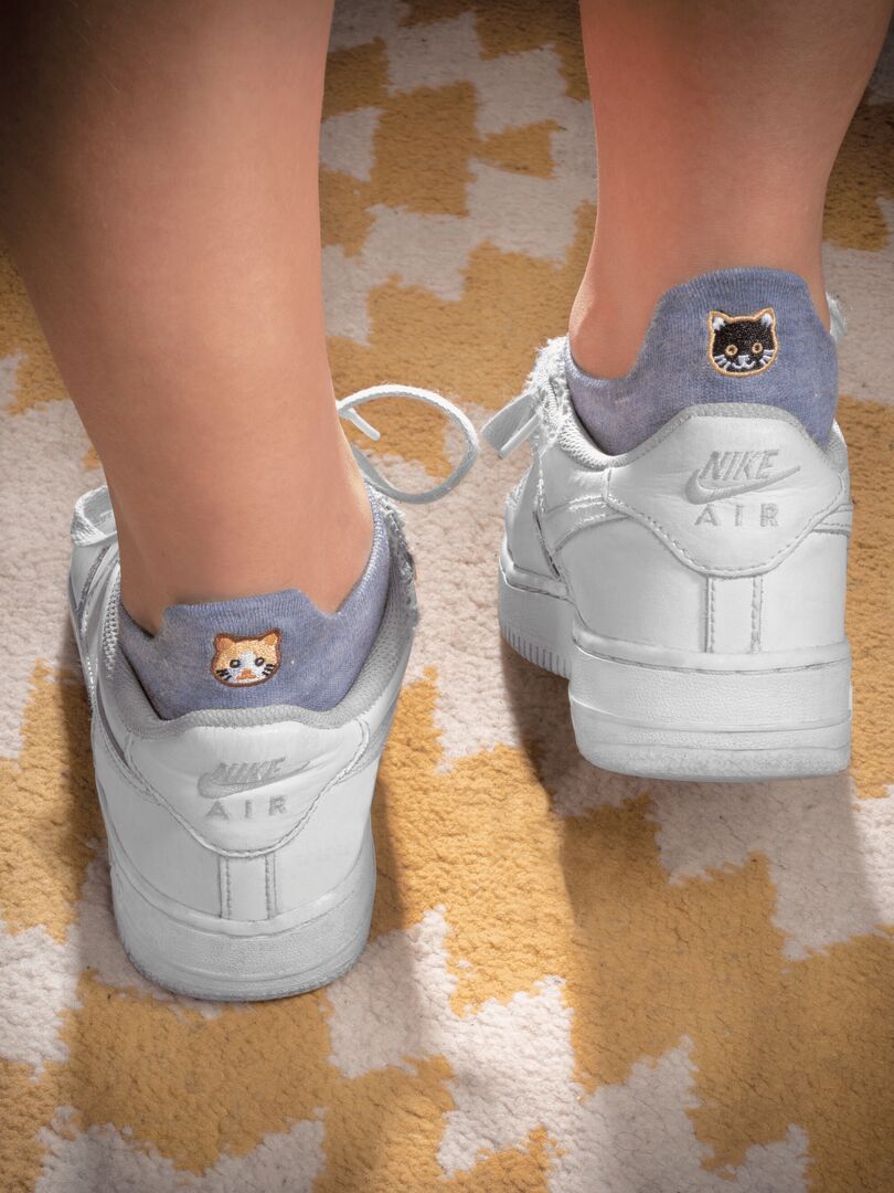 Socquettes En Coton Chat- Sockup- 35-42 - Bleu - Kiabi - nu€