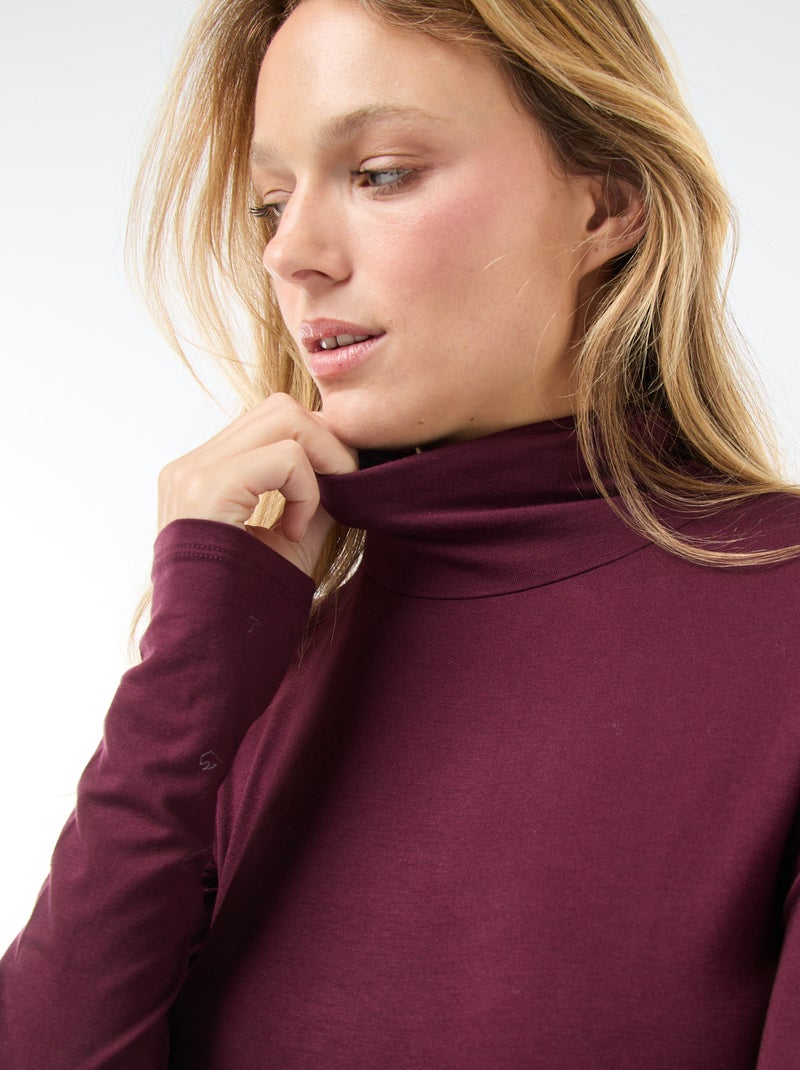 Sous-pull à col roulé et manches longues - Rouge - Femme - 8.00€ - Kiabi