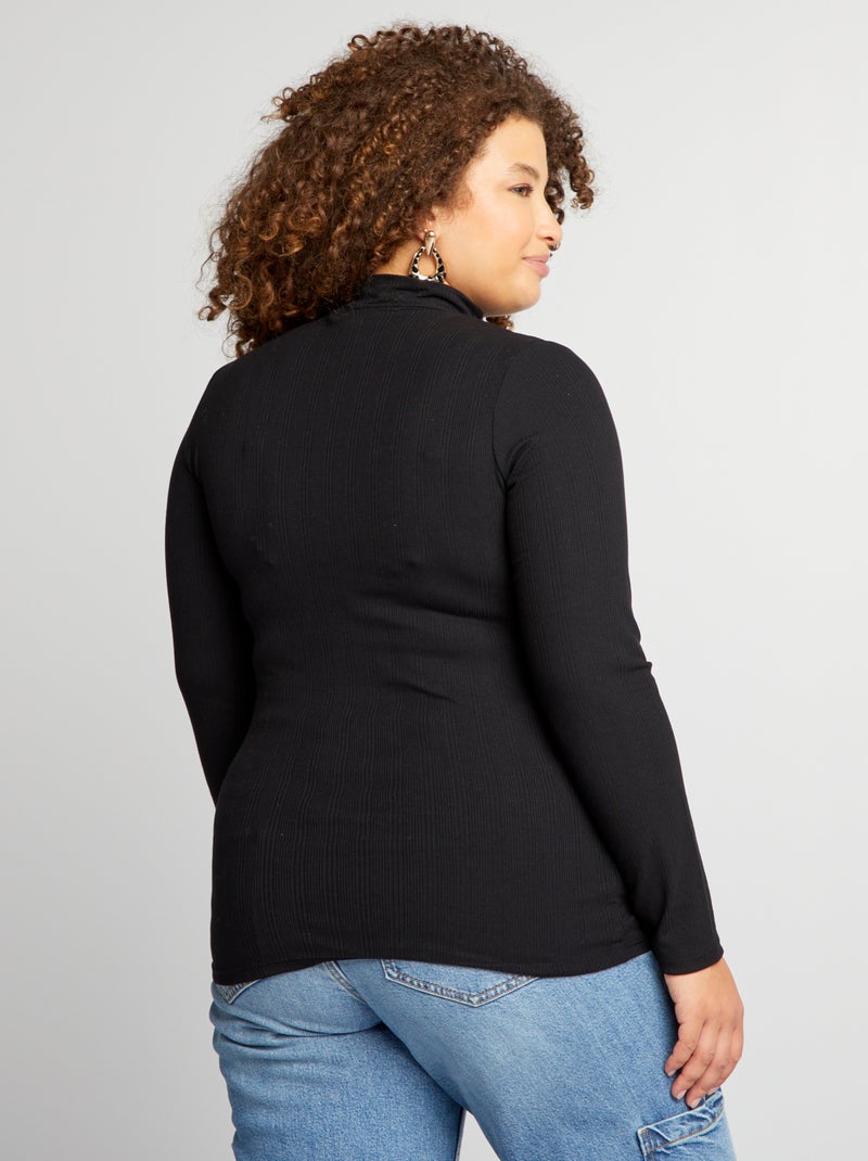 Sous-pull côtelé - noir - Grandes tailles - 12.00€ - Kiabi