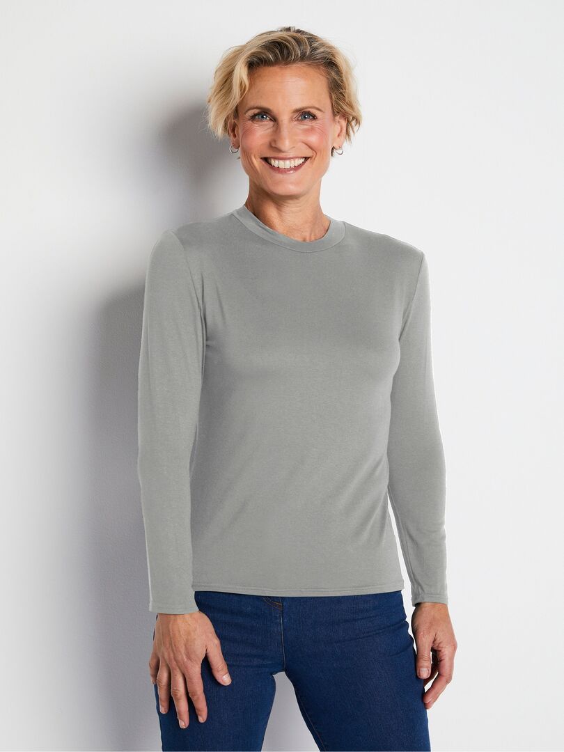 Sous-pull extensible col montant - Gris chiné - Kiabi - 24.99€