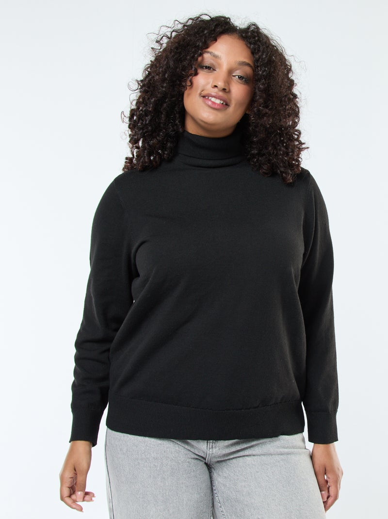 Sous-pull uni avec col roulé - Noir - Grandes tailles - Femme - 15.00€ - Kiabi
