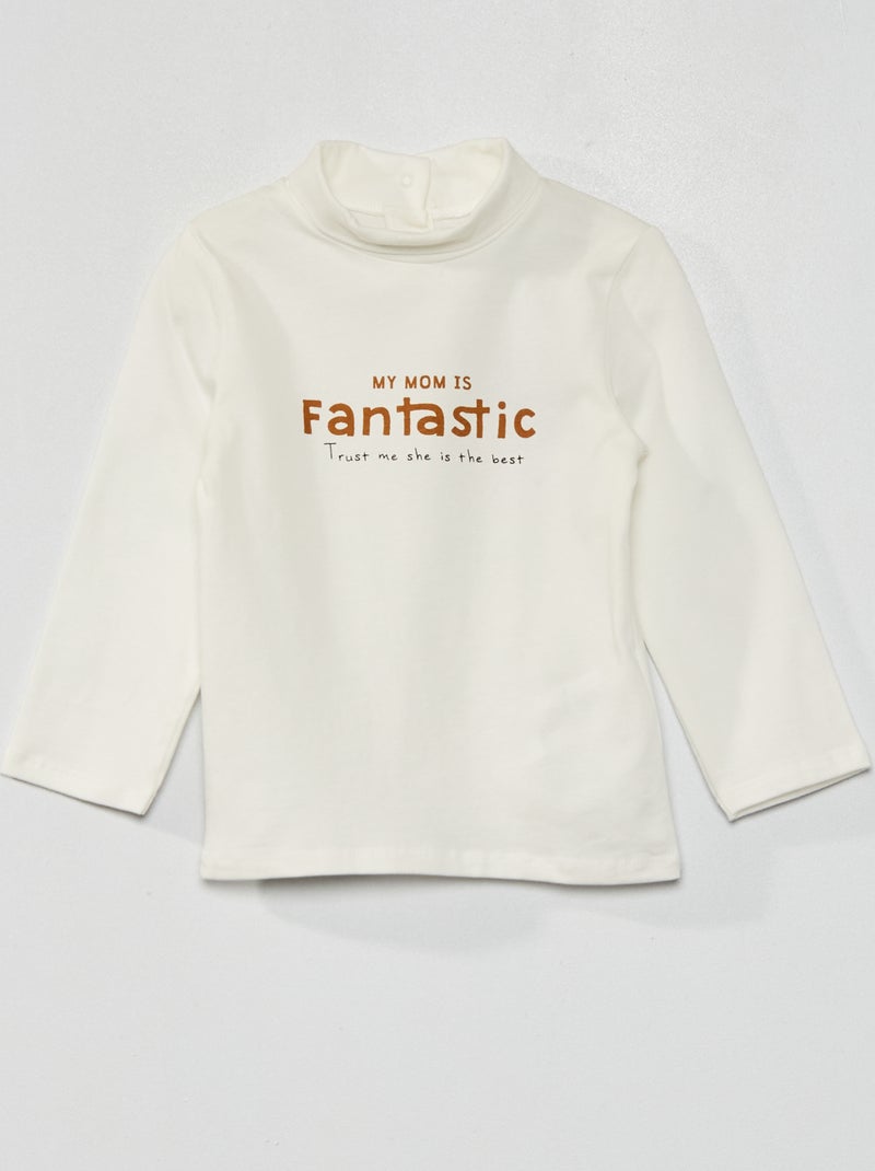 Sous-pull uni imprimé fantaisie - Blanc - 4.00€ - Kiabi