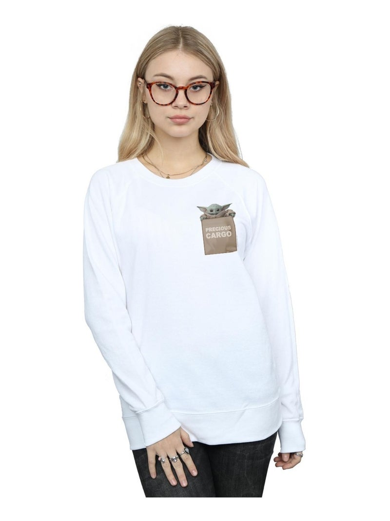 Star Wars - Sweat THE MANDALORIAN PRECIOUS CARGO - Blanc - Adulte - 0. ...