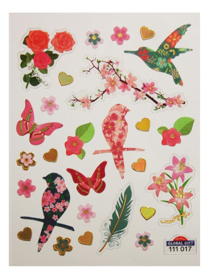 Stickers - Printemps - Oiseaux et fleurs - 1,8 cm - N/A - Kiabi - 1.99€