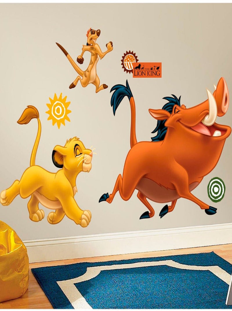 Stickers géant Simba et Timon & Pumba Roi Lion Disney - Multicolore ...