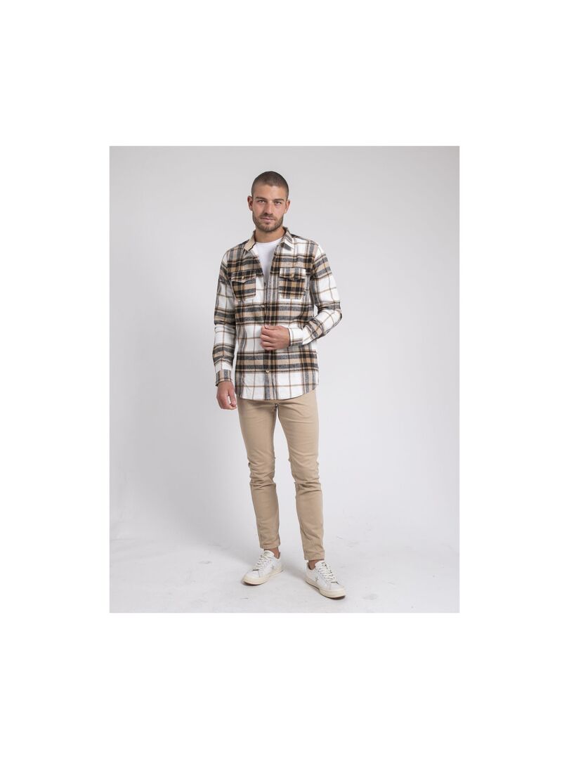 Surchemise manches longues carreaux TOMARCUS - Beige - Kiabi - nu€