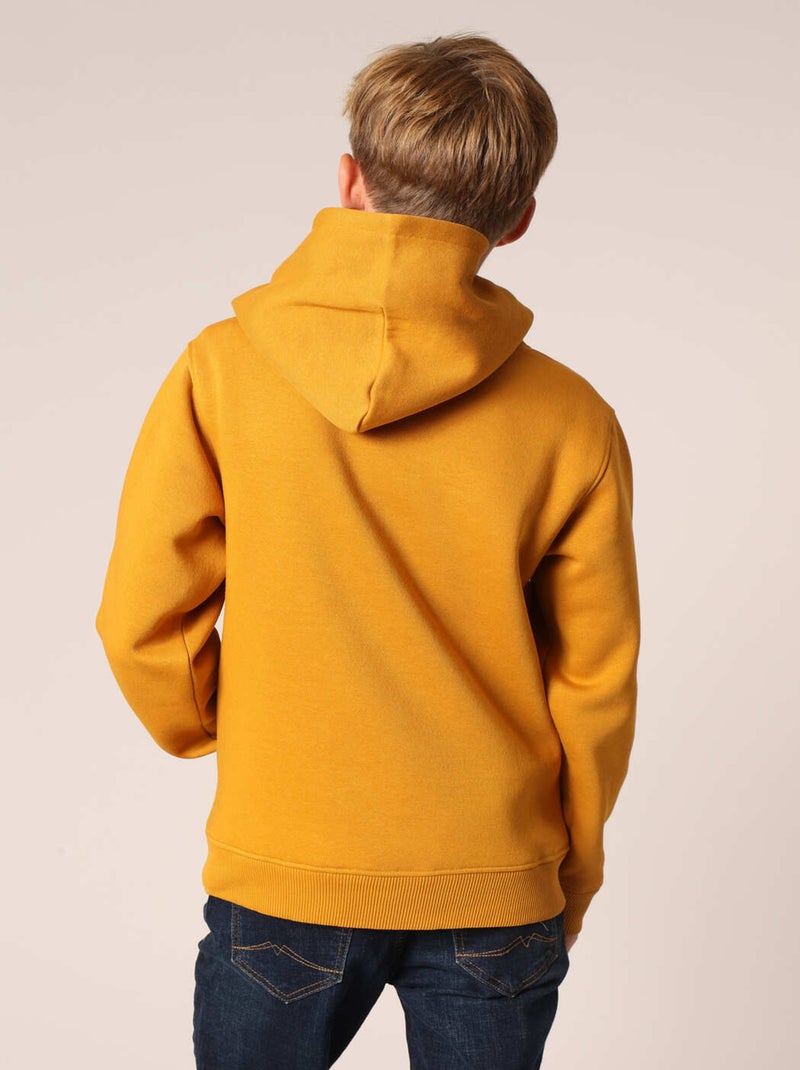 Sweat à capuche avec poche kangourou et logo imprimé sur la poitrine ...