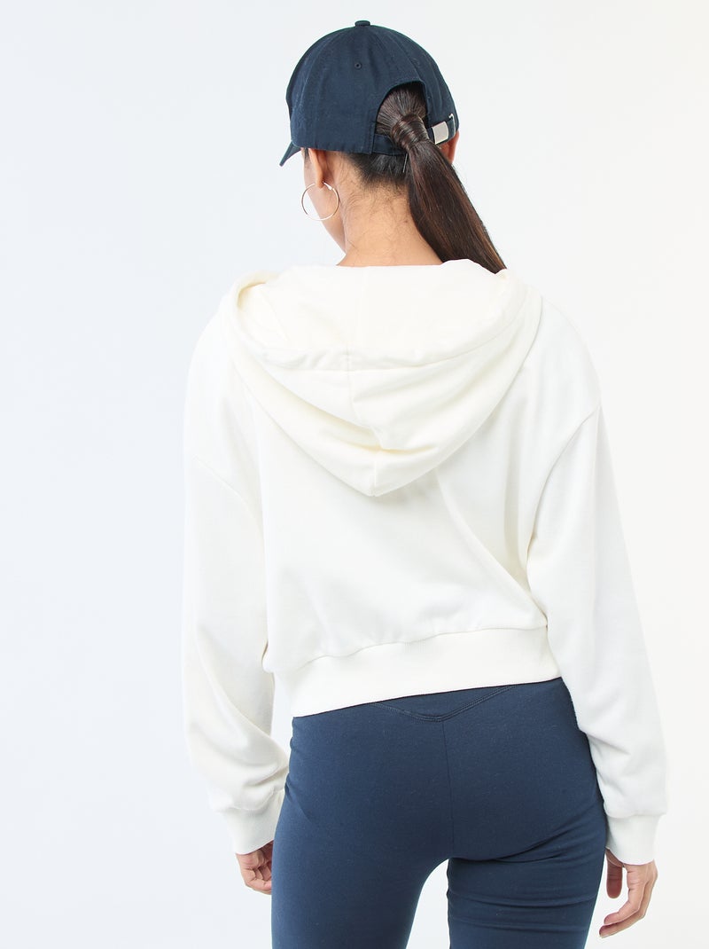 Sweat à capuche crop top - Blanc - Femme - 12.00€ - Kiabi