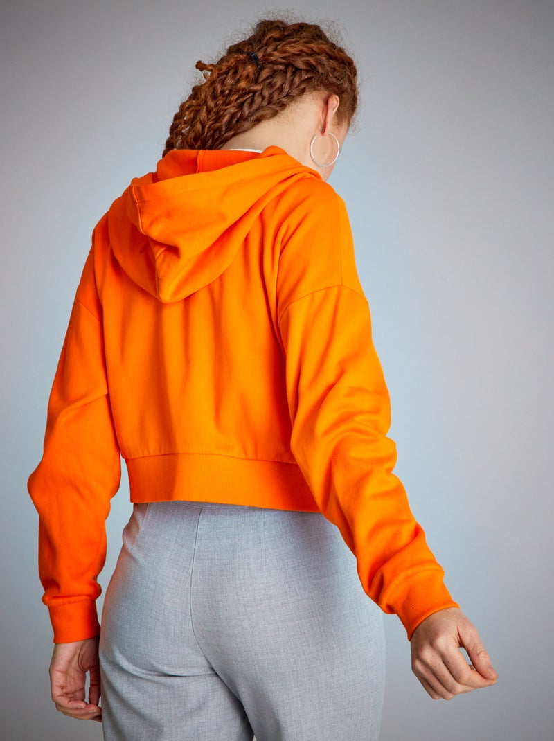 Sweat à capuche crop top - orange - 4.80€ - Kiabi