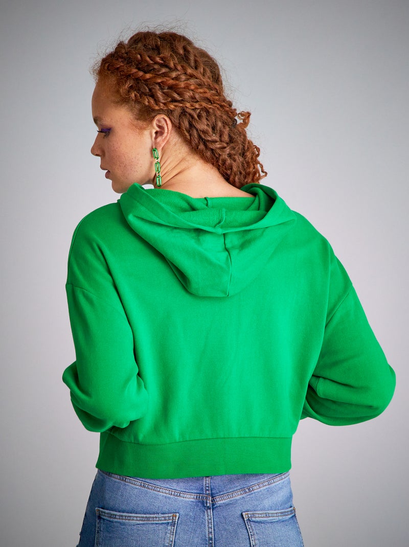 Sweat à capuche crop top - Vert - 6.00€ - Kiabi