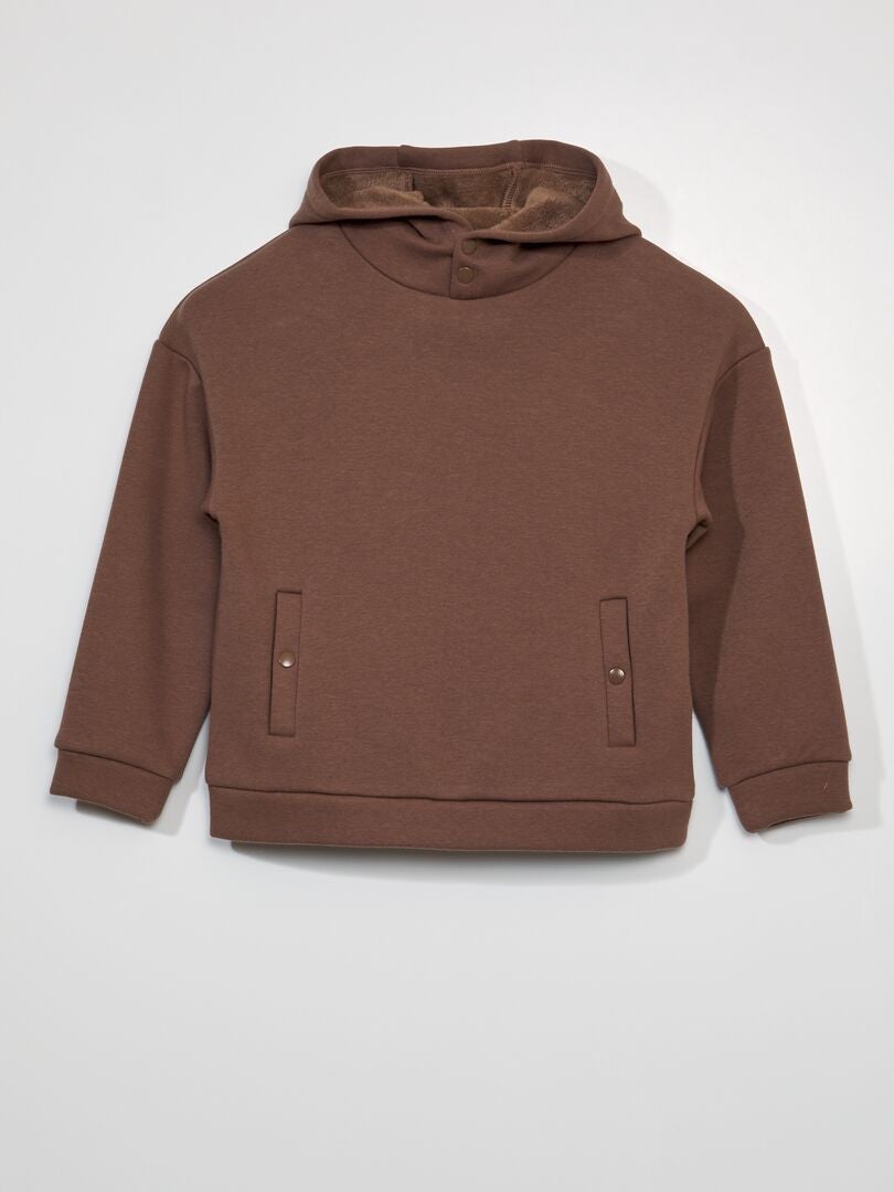 Sweat à capuche en molleton - Marron - Kiabi - 14.00€