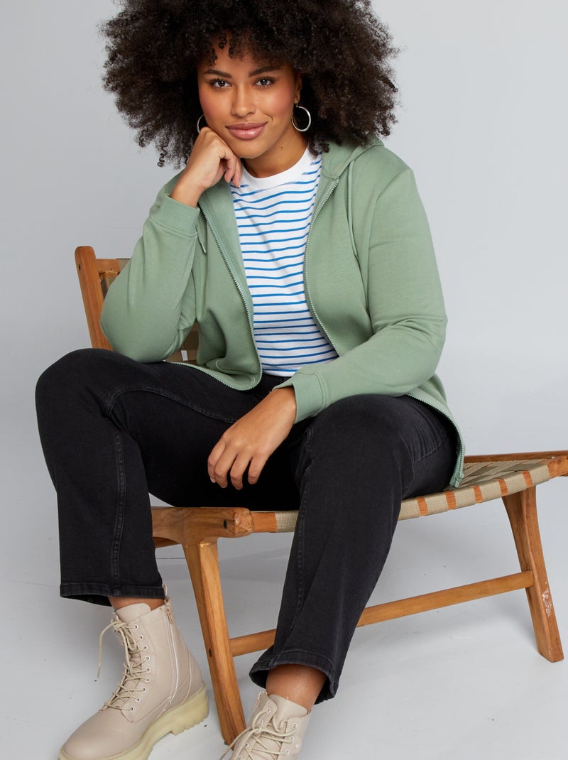 Sweat à capuche en molleton - Vert - Grandes tailles - Femme - 15.00 ...