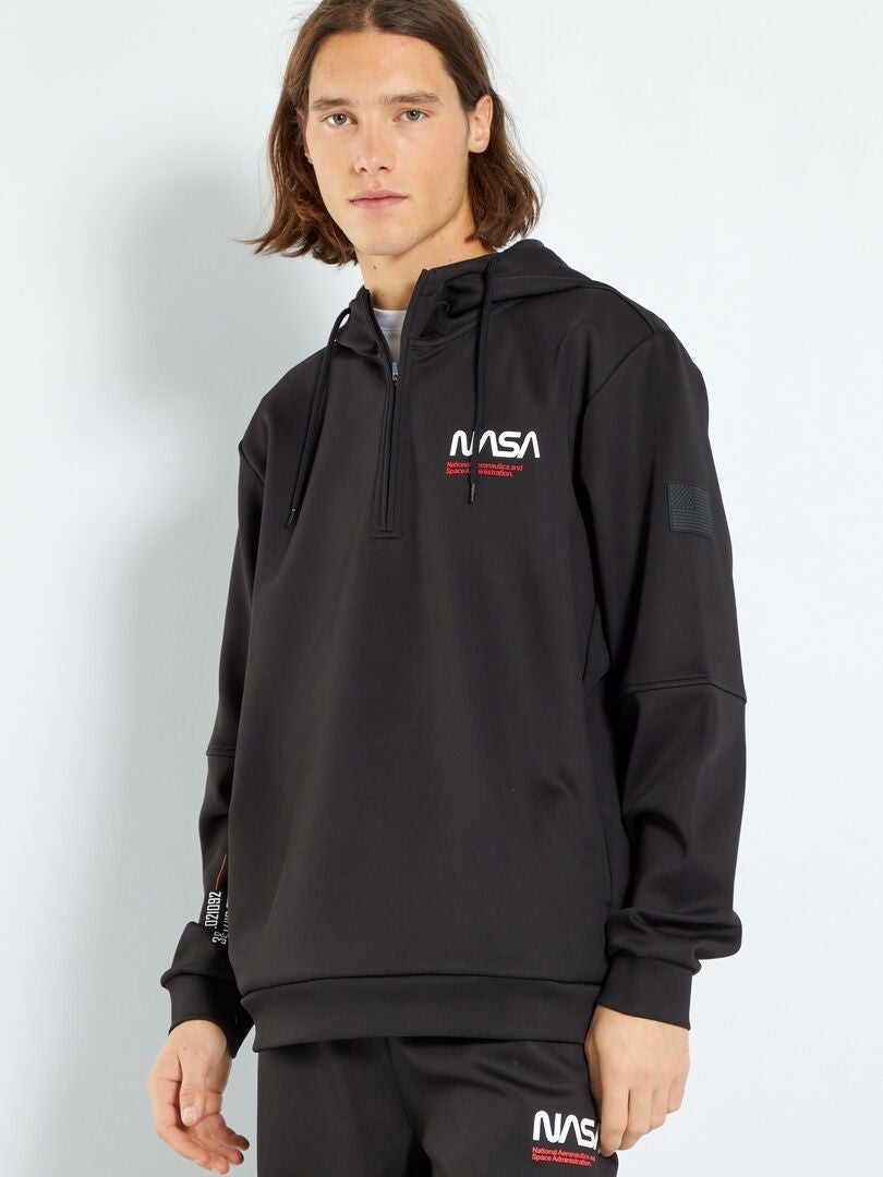 Sweat à capuche en néoprène 'NASA' - Noir - Kiabi - 25.00€