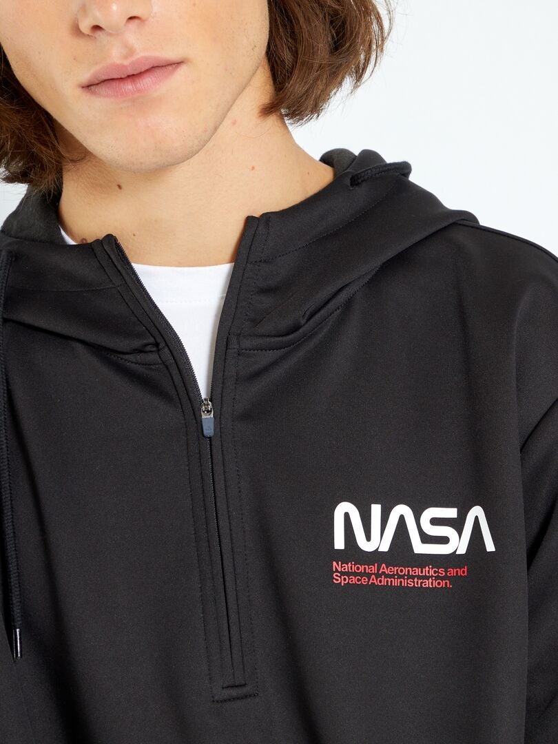 Sweat à capuche en néoprène 'NASA' - Noir - Kiabi - 25.00€