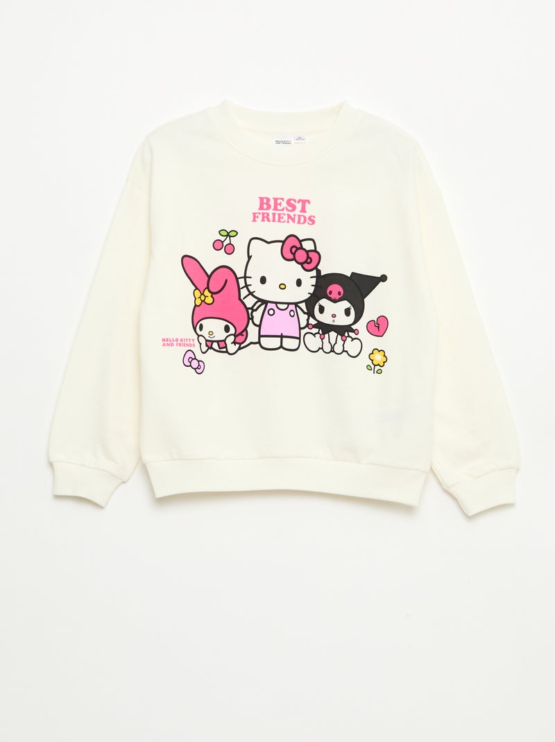 Sweat à capuche 'Hello Kitty & Kuromi' col rond - Blanc - Fille - 14.00 ...