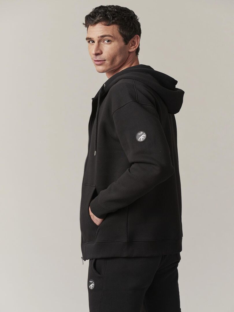 Sweat à capuche zippé en coton molletonné pour homme 'Deeluxe' - Noir ...