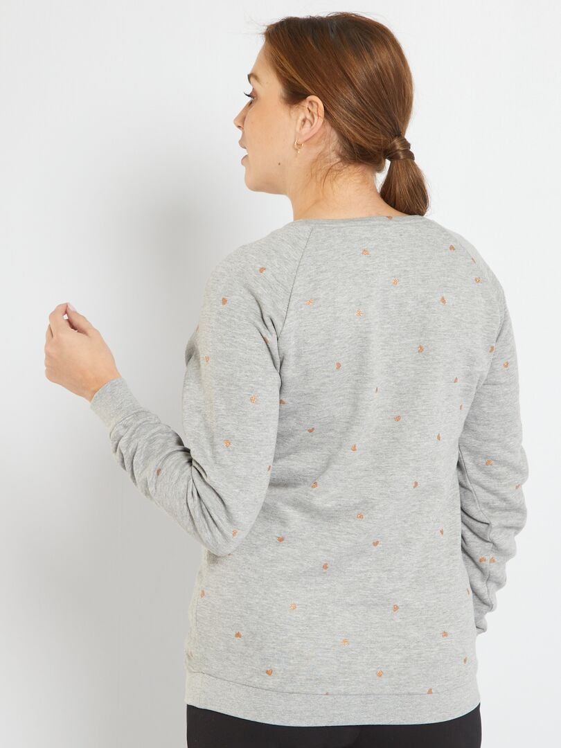 Sweat allaitement en molleton - Gris coeurs - Kiabi - 15.00€