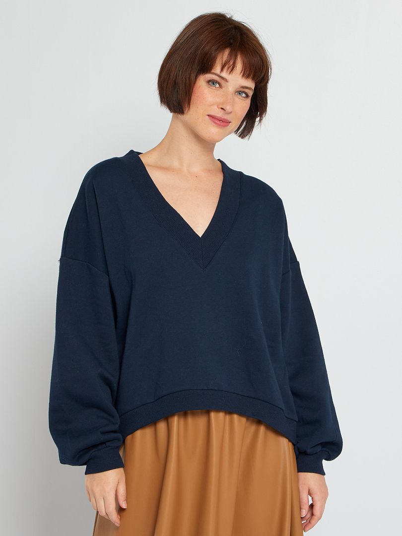 Sweat col V - bleu marine - Kiabi - 15.00€