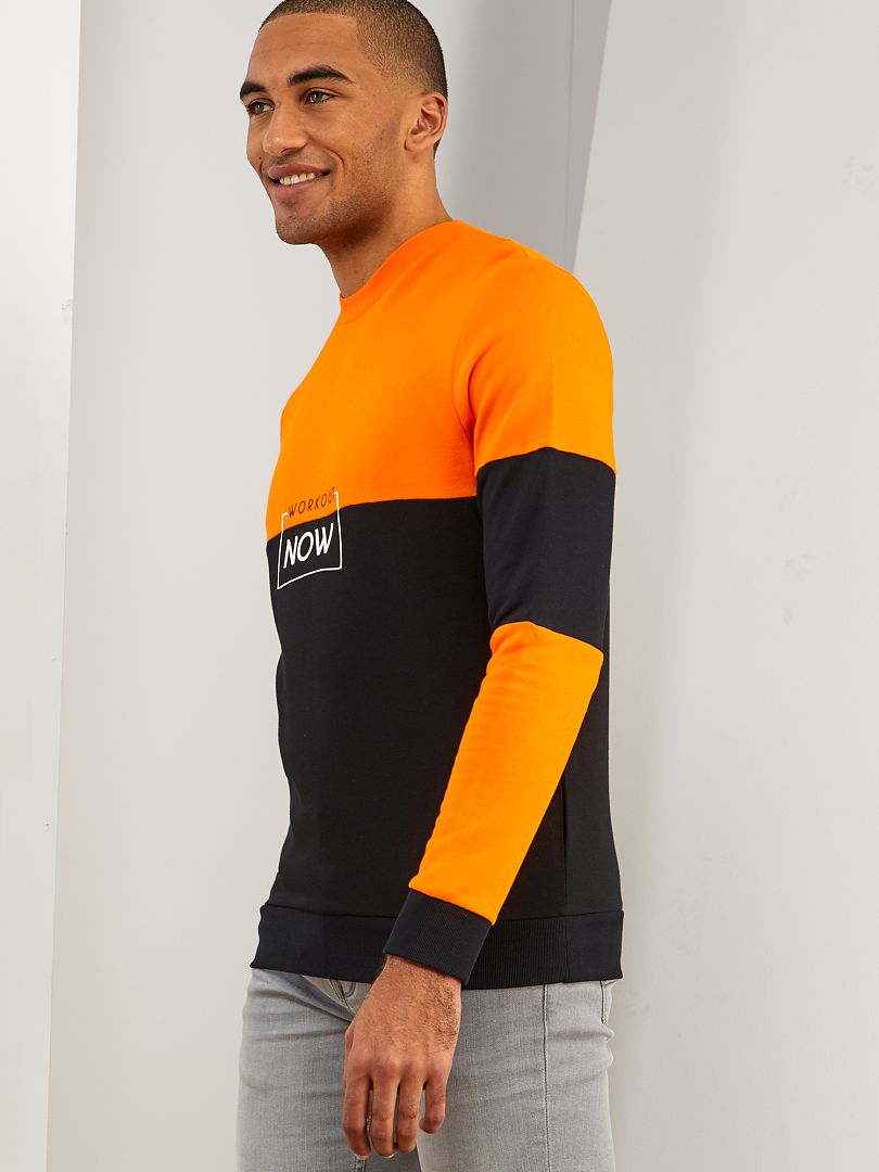 Sweat color block - orange/noir - Kiabi - 15.00€
