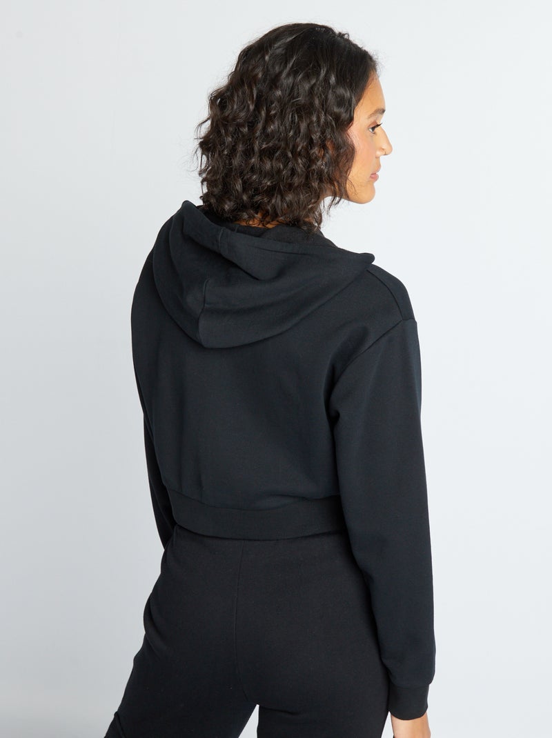 Sweat court à capuche - Noir - 12.00€ - Kiabi