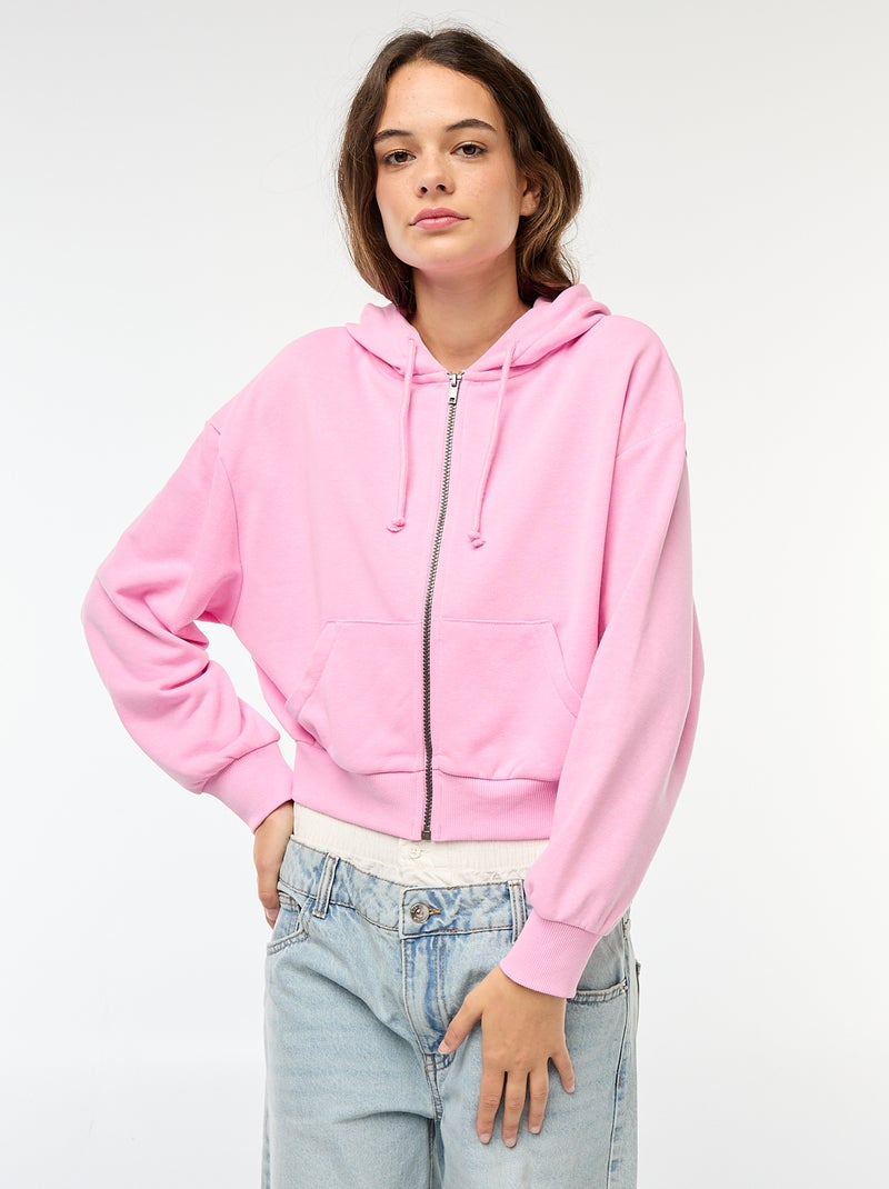 Sweat cropped à capuche - Rose - Ado fille - 3.60€ - Kiabi