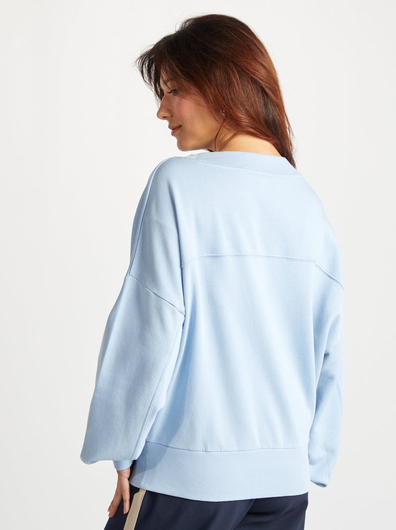 Sweat en molleton à col V - BLEU - Femme - 4.50€ - Kiabi