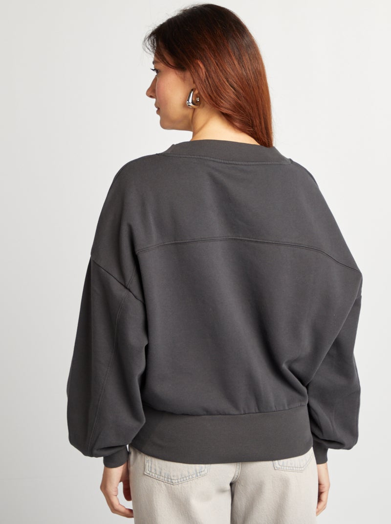 Sweat en molleton à col V - NOIR - Femme - 6.00€ - Kiabi