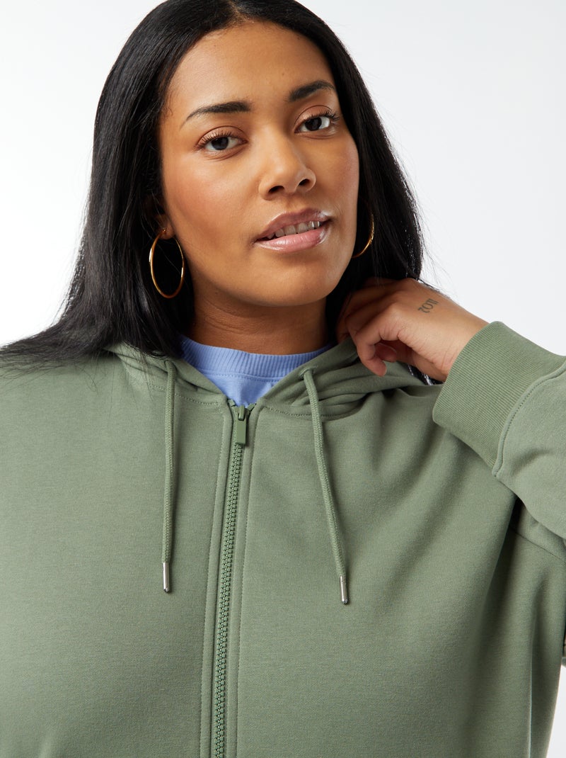 Sweat en molleton chaud à capuche - Vert - Grandes tailles - Femme - 8. ...