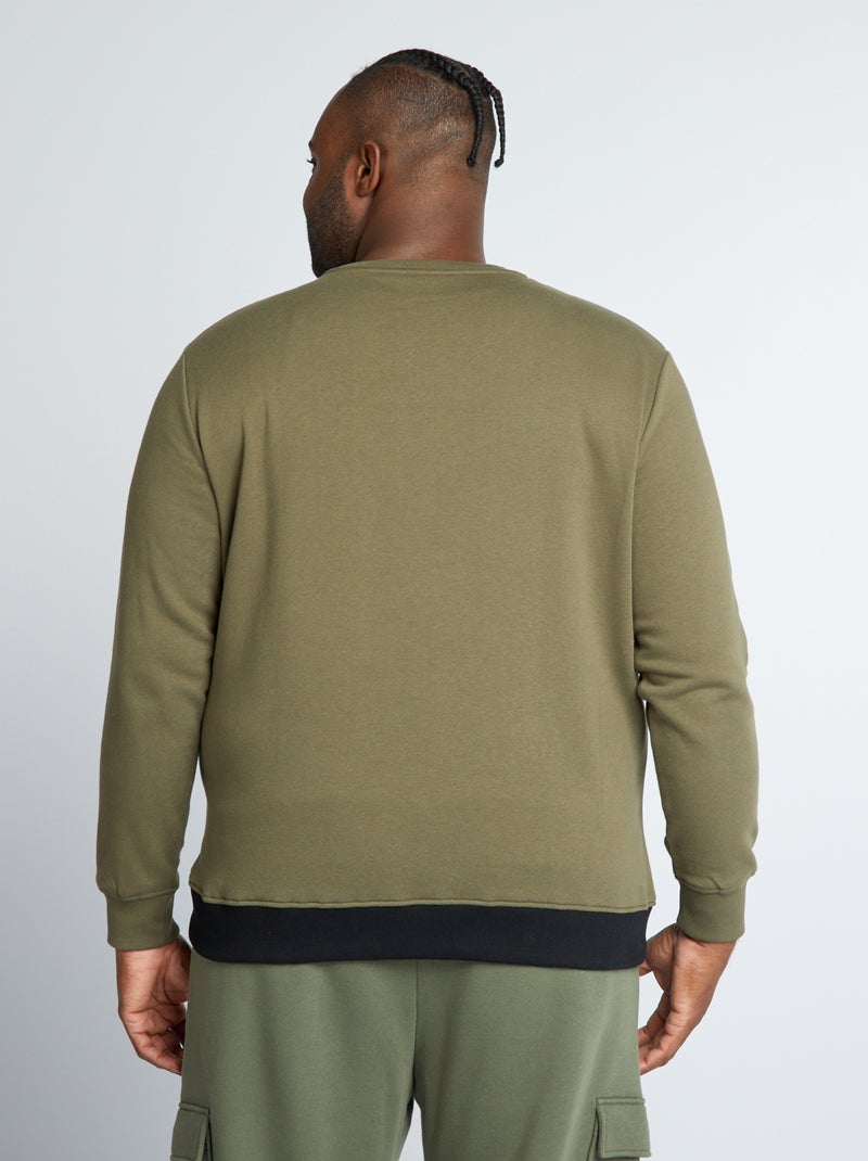 Sweat en molleton gratté colorblock - Kaki - Grandes tailles - 22.00€ - Kiabi