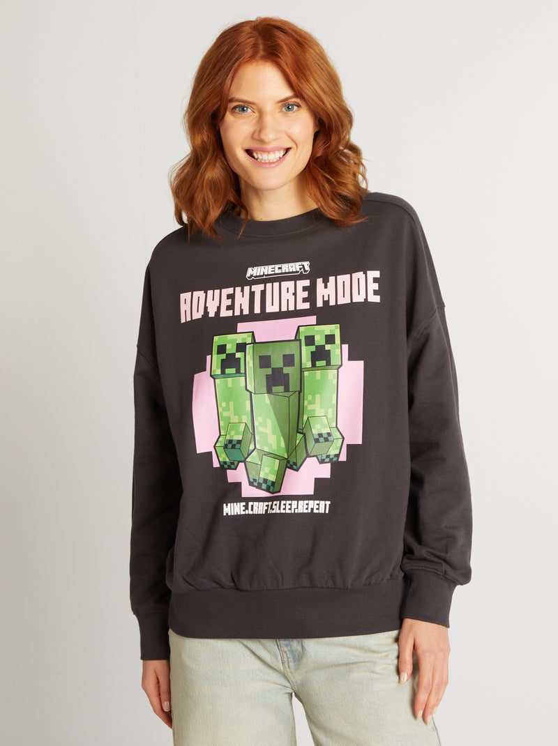 Sweat en molleton 'Minecraft' - Gris anthracite - Femme - 6.60€ - Kiabi