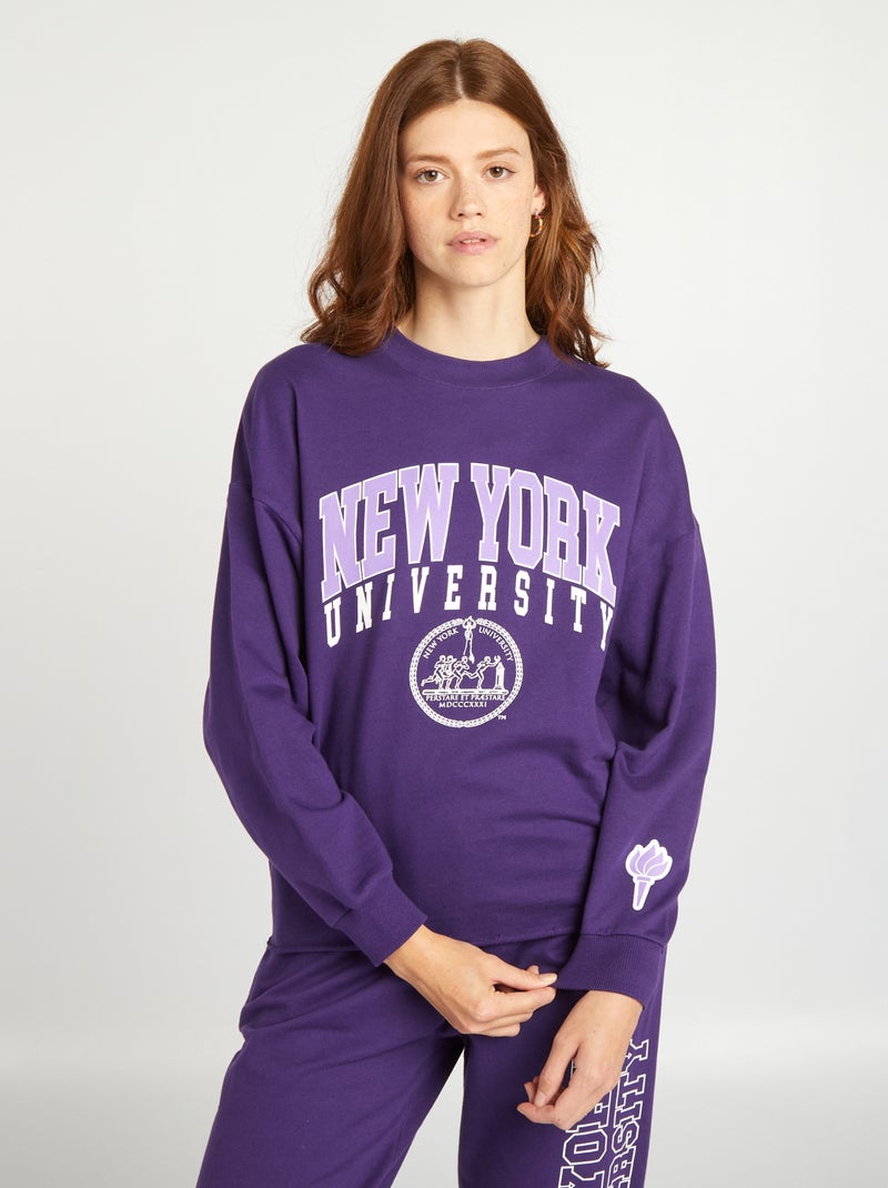Sweat en molleton 'New-York University' - Violet - 22.00€ - Kiabi