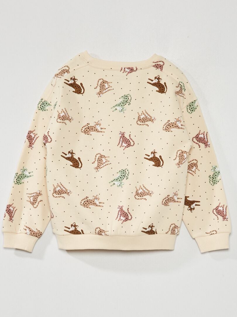 Sweat en molleton 'panthère' - Beige - Kiabi - 12.00€
