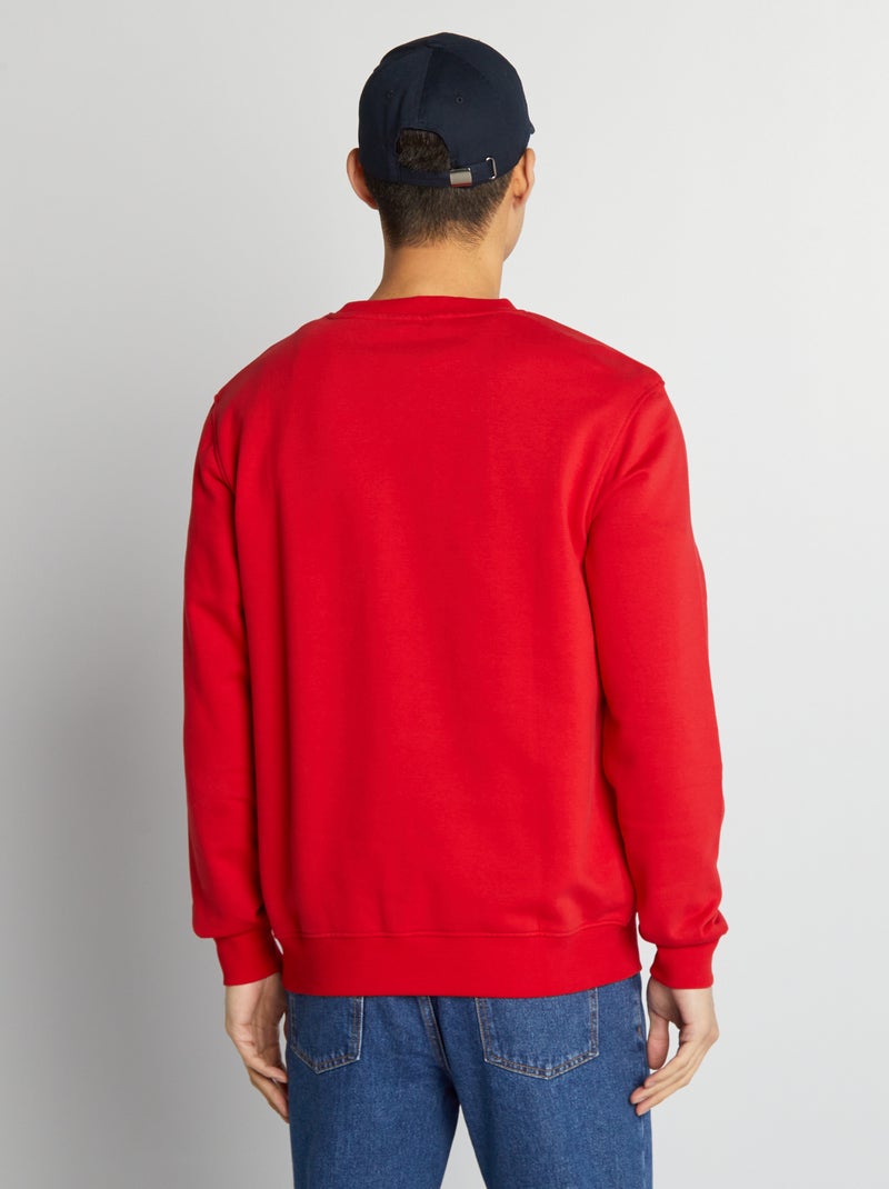 Sweat en molleton uni à col rond - Rouge - Homme - 4.00€ - Kiabi