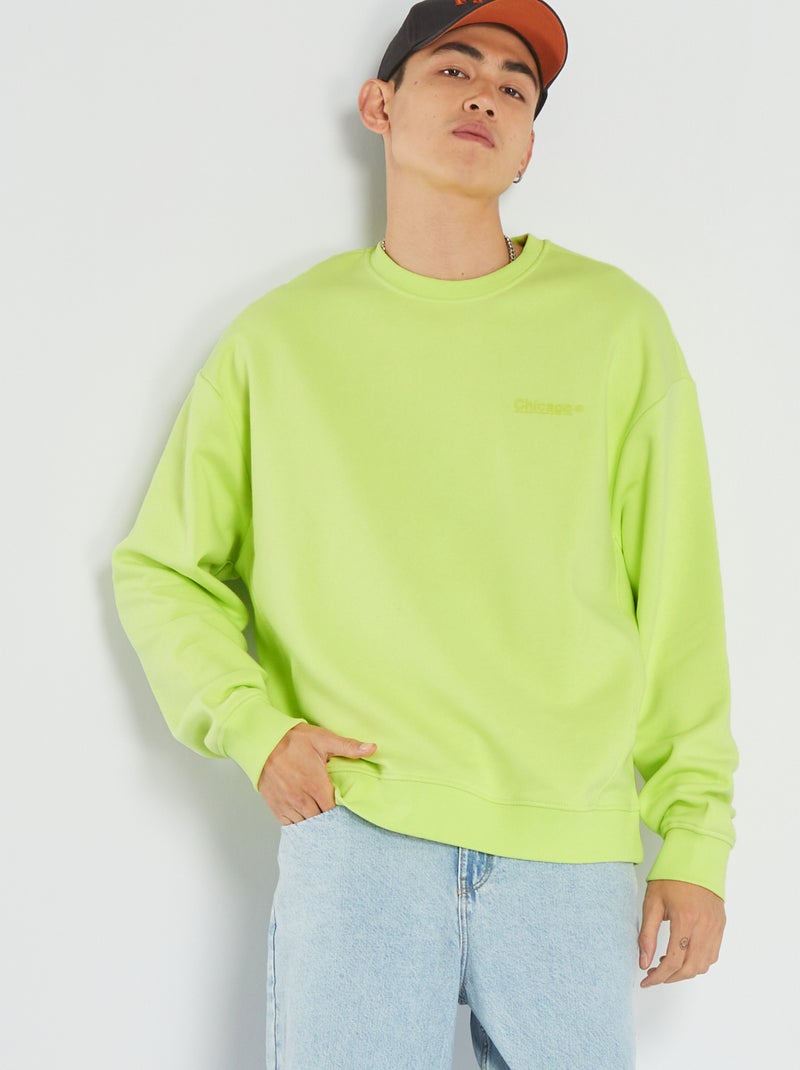 Sweat en molleton uni - Jaune - 20.00€ - Kiabi