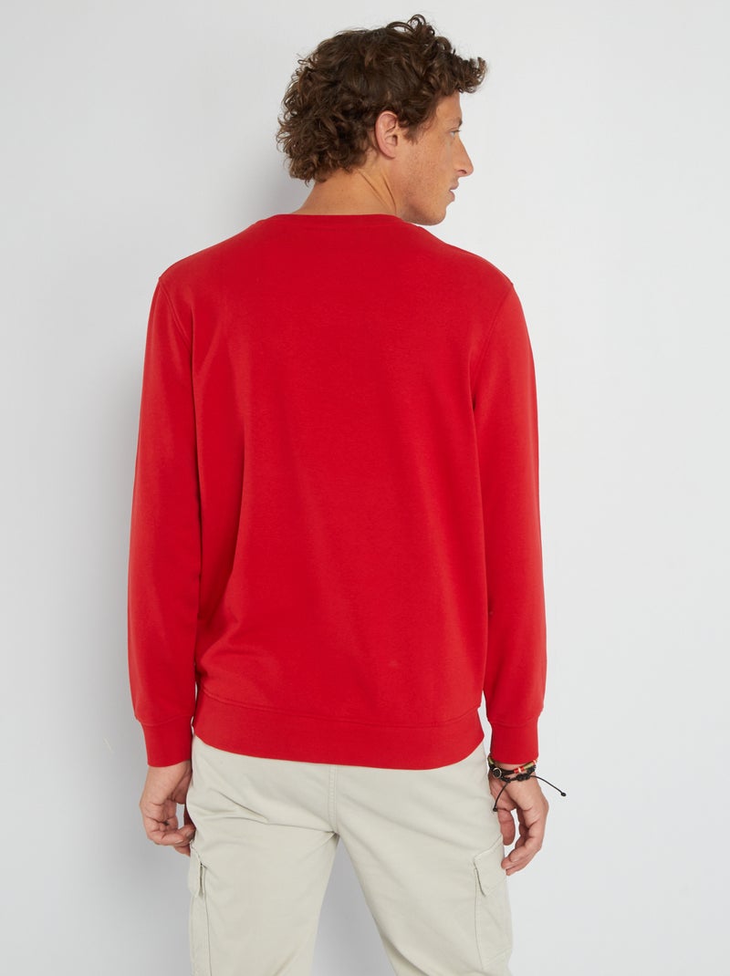 Sweat en molleton uni - Rouge - Homme - 10.00€ - Kiabi
