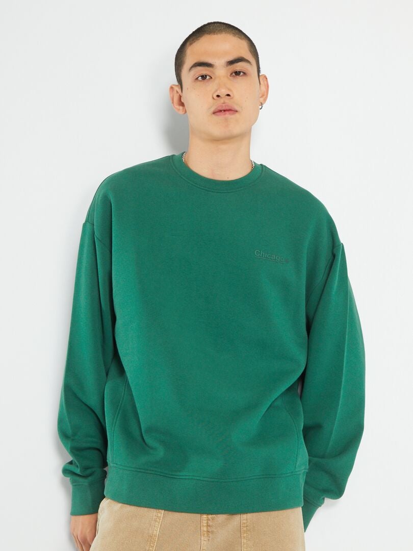 Sweat en molleton uni - Vert - Kiabi - 20.00€