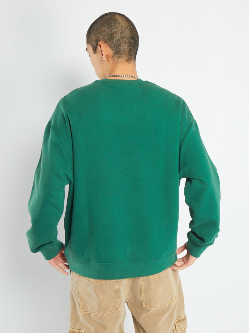 Sweat en molleton uni - Vert - 20.00€ - Kiabi